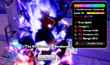 Rift Sorcerer (Gojo) Almighty Anime - Roblox - Anime Defenders - GGMAX