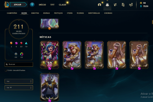 Conta de lol com 211 skins, elo gold 1, - League of Legends - Contas ...