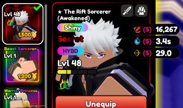 OFERTA // SHINY GOJO The Rift Sorcerer - Roblox - Anime Defenders - GGMAX
