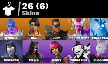 26 skins | Kymera | Raz | Joey | The - Fortnite - Contas Fortnite - GGMAX