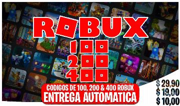 ROBUX - 100, 200 e 400 ROBUX CÓDIGO - Roblox - Robux - GGMAX