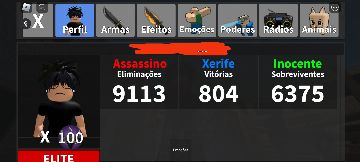 CONTA MM2 COM BAT, X100, SLENDER, ROSTO - Roblox - Murder Mystery 2 - GGMAX