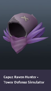Capuz Raven Hunter - Tower Defense - Roblox - Outros jogos Roblox - GGMAX
