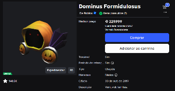 ROBLOX DOMINUS FORMIDULOSUS [LIMITADO] - Roblox - Outros jogos Roblox ...