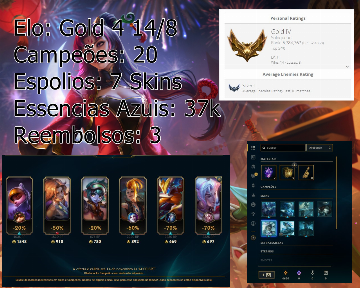 Conta de LoL Gold 4 MMR Smurf 37k EA 3 - League of Legends - Contas ...