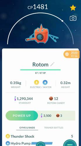 ROTOM Wash Form - (Leia a Descrição) - Pokemon GO - GGMAX
