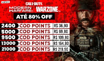 COD POINTS - MELHOR PREÇO 81% OFF - - Call of Duty - COD Warzone - GGMAX