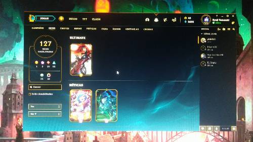 Conta lol, com 120 skin level 300. - League of Legends - Contas - GGMAX