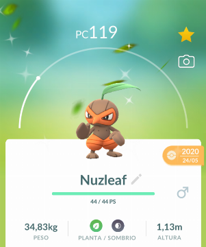 Nuzleaf shiny brilhante evolução do - Pokemon GO - GGMAX