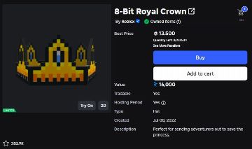 Roblox Limiteds - 8-Bit Royal Crown - Roblox - Outros jogos Roblox - GGMAX