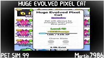 Huge raro e caro Evolved PIXEL cat ( so - Roblox - Pet Simulator 99 - GGMAX