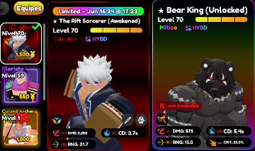 SECRET GOJO LIMITED EVO COM REQUIEM LVL - Roblox - Anime Defenders - GGMAX