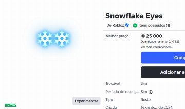 ROBLOX LIMITED - SNOWFLAKE EYE - Roblox - Outros jogos Roblox - GGMAX